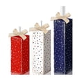4th Of July Wooden Candle Holders Set Patriotic Red White Blue Star ...