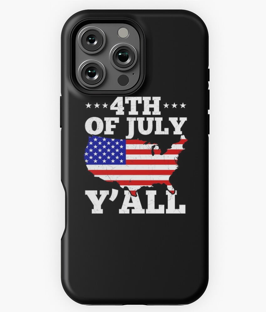 4th Of July Y'all US Map American Flag Phone Case for iPhone 16 15 14 ...
