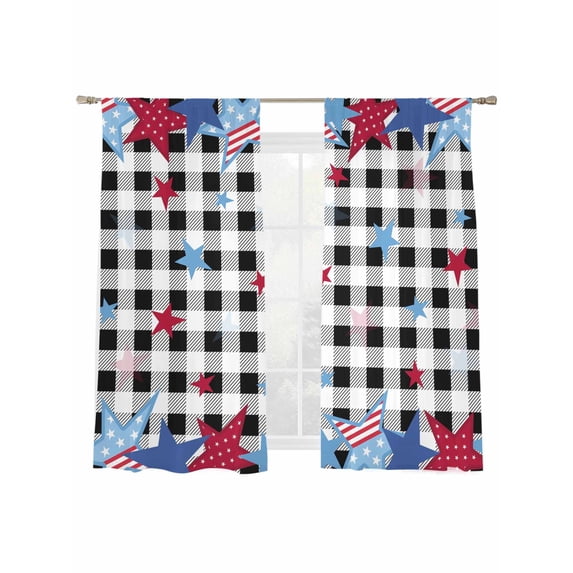 4th of Sheer Curtains 2 Panels Set July Patriotic Independence Day ...