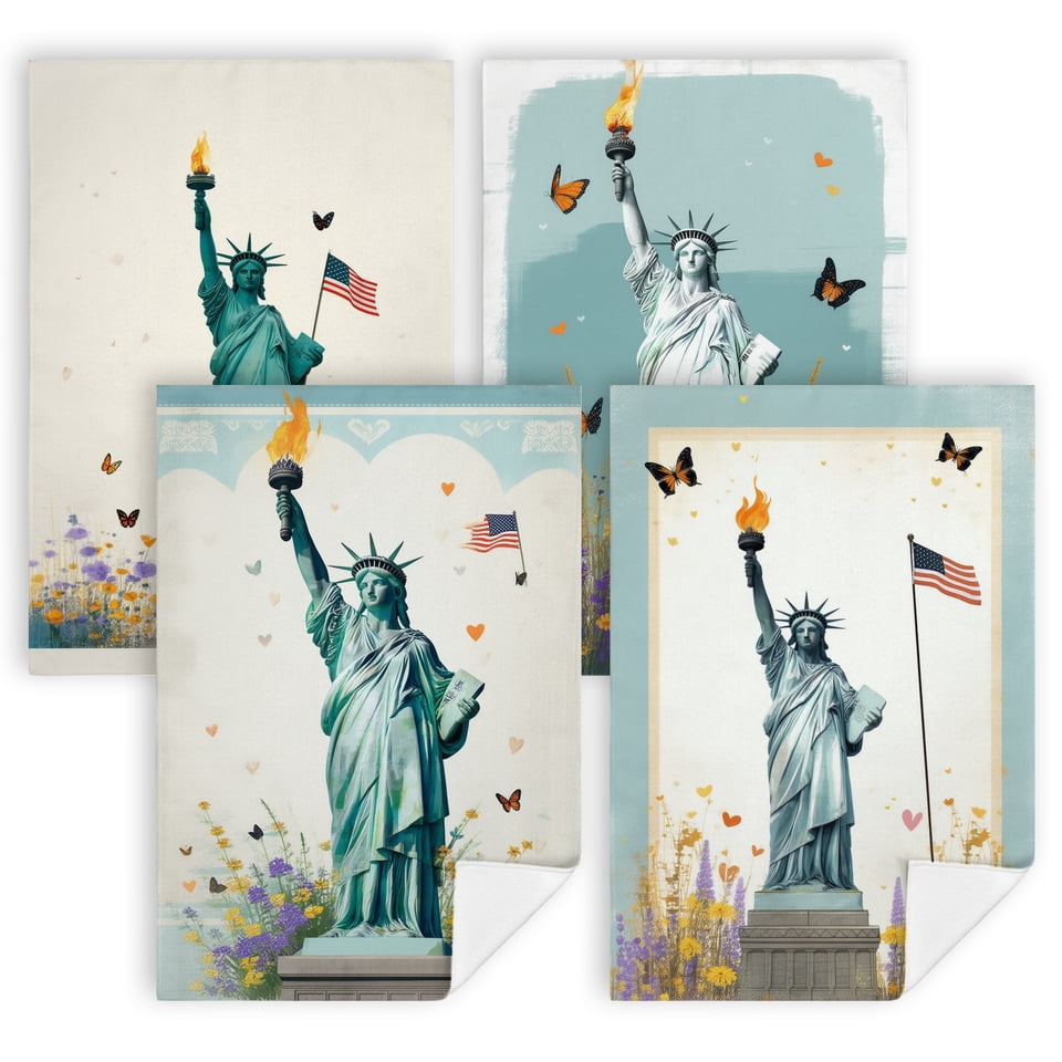 4th of july bathroom hand towels A statue of liberty holding an ...