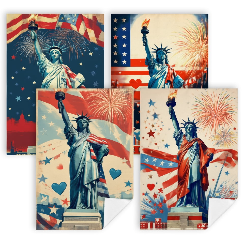 4th of july bathroom hand towels A statue of liberty holding a torch in ...