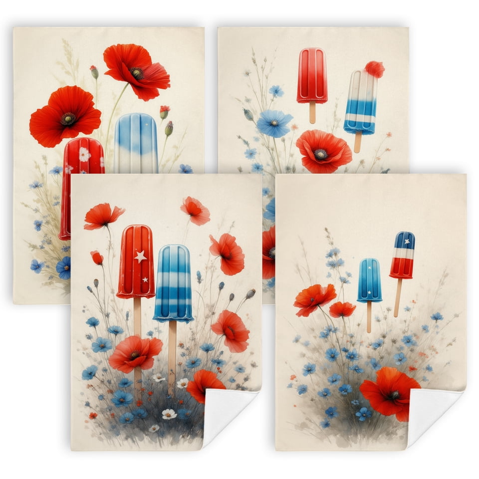 4th of july dish towels for kitchen A couple of popsicles sitting on ...