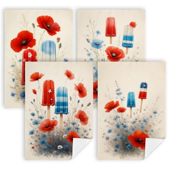 4th of july dish towels for kitchen A couple of popsicles sitting on ...