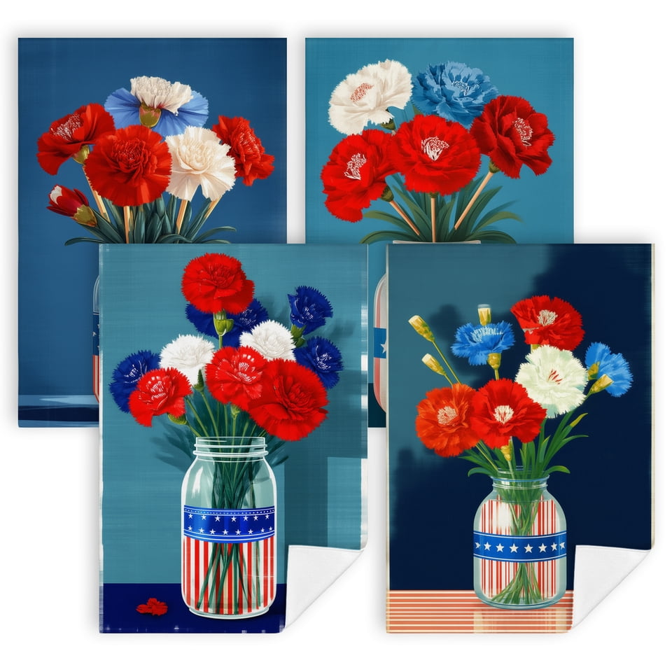 4th of july dish towels for kitchen A mason jar filled with red white ...