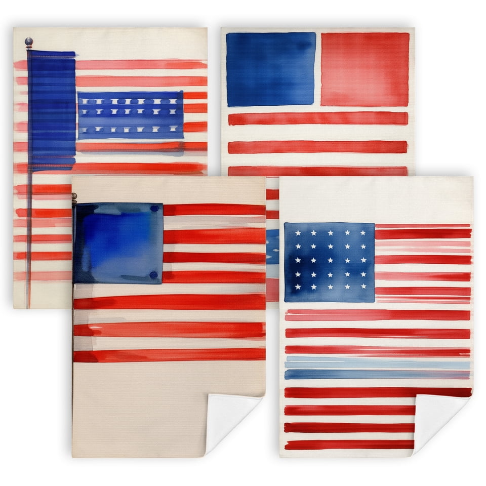 4th of july dish towels for kitchen A watercolor painting of an ...