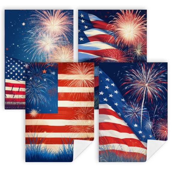 4th of july hand towels an american flag with fireworks in the ...