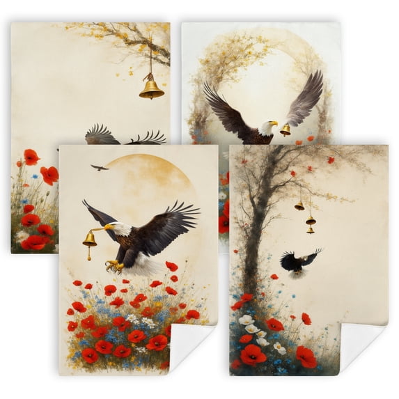 4th of july hand towels for kitchen A painting of an eagle flying over ...