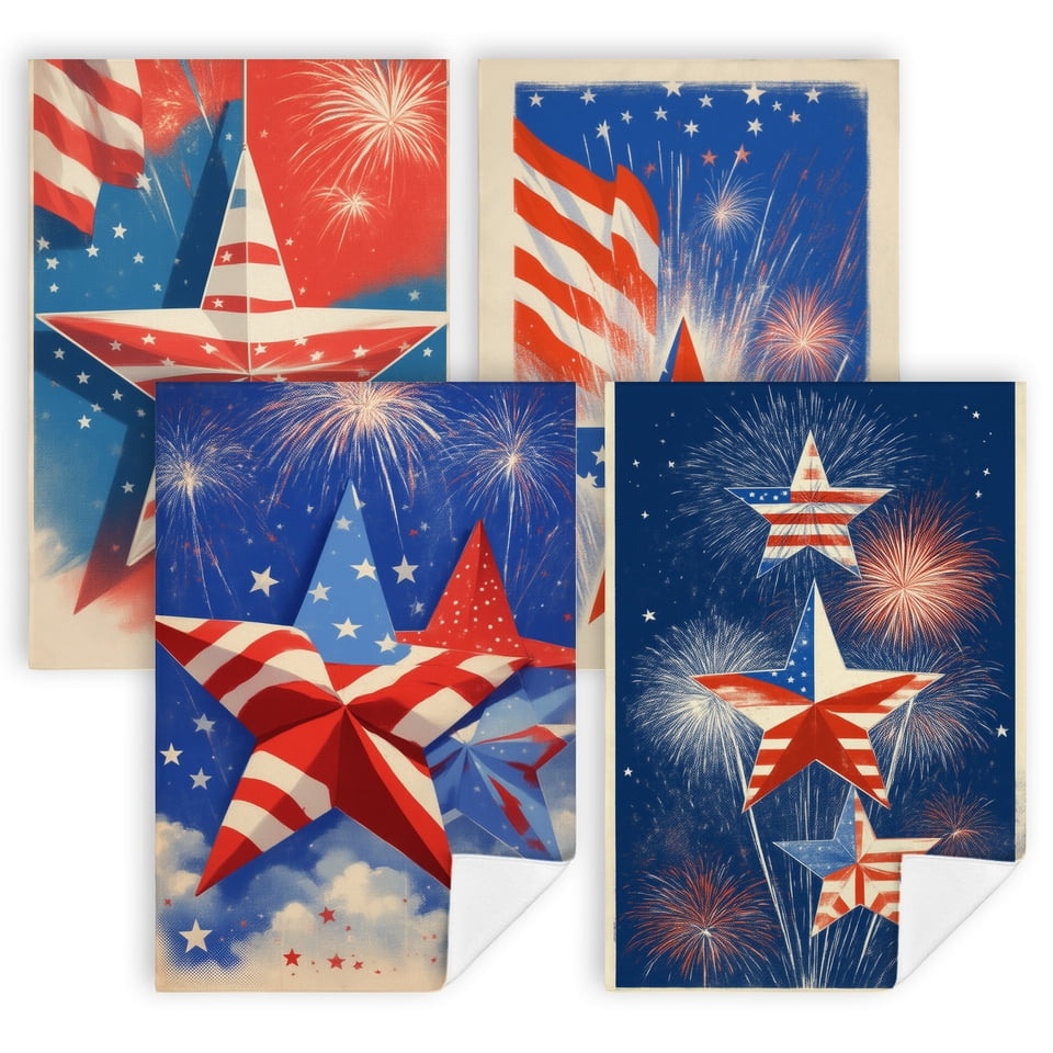 4th of july hand towels for kitchen A red white and blue star with ...