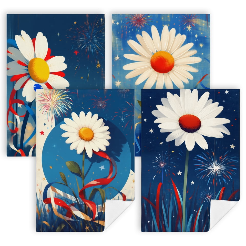 4th of july towels A daisy with red white and blue ribbons and ...