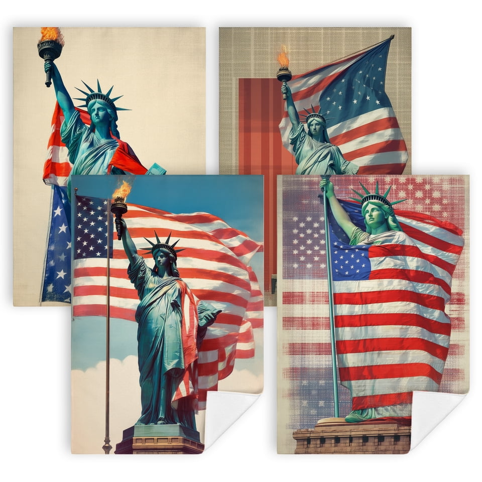 4th of july towels for kitchen A statue of liberty holding a torch and ...