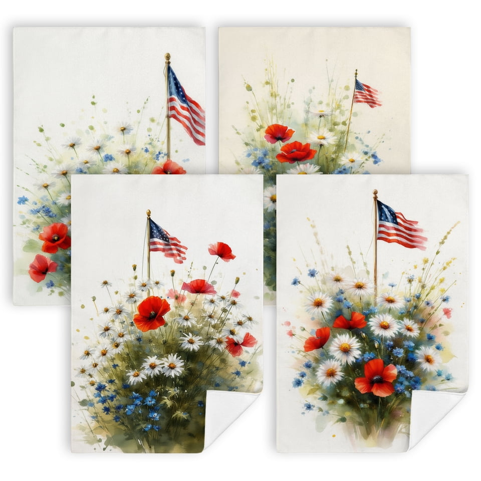 4th of july towels for kitchen A watercolor painting of poppies and ...