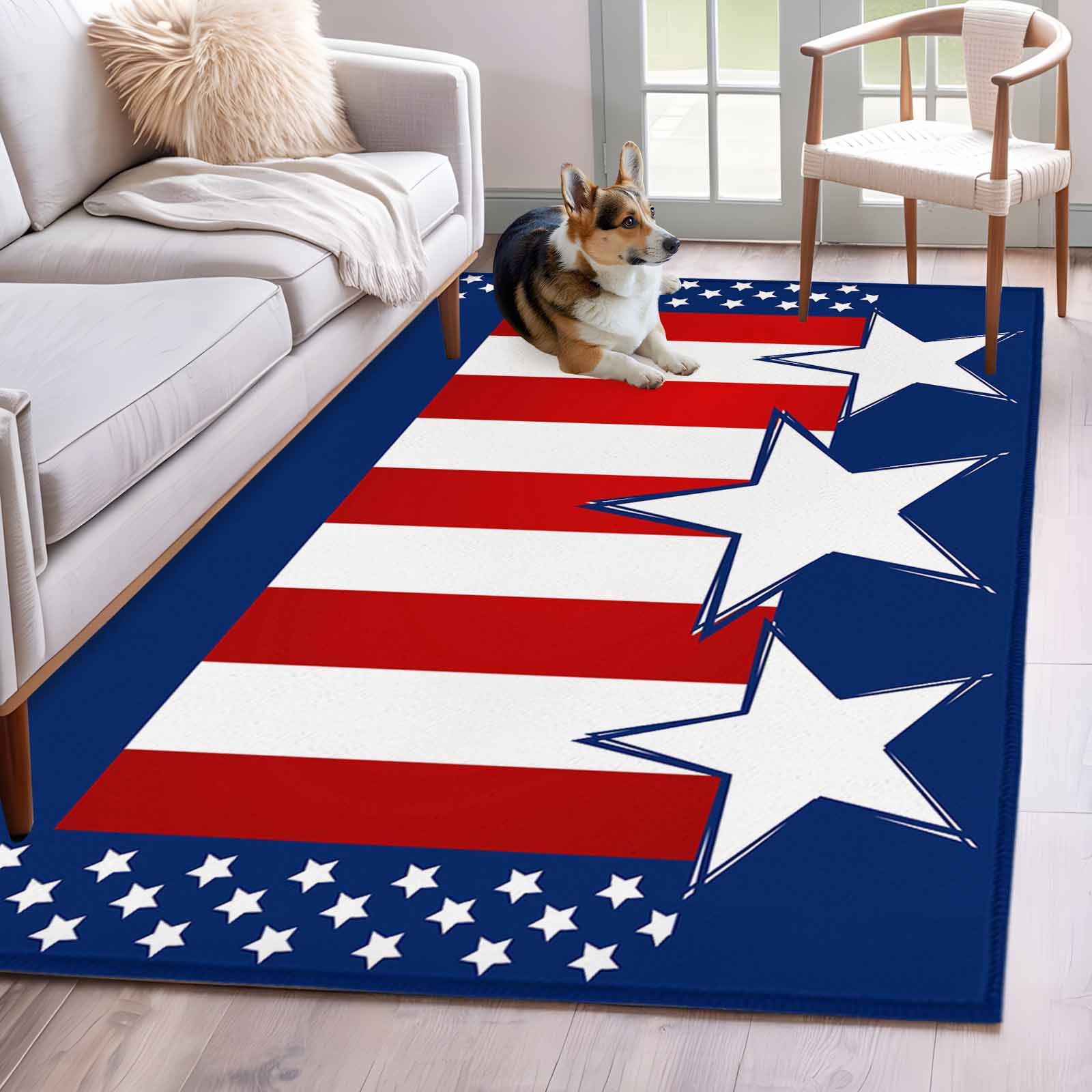4th of 3'x5' Rug for Bedroom Foot of Bed Small Living Room, July ...