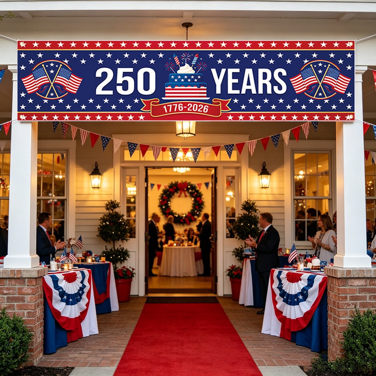 4th of July 250th Anniversary Banner, Patriotic Party Decoration, USA ...