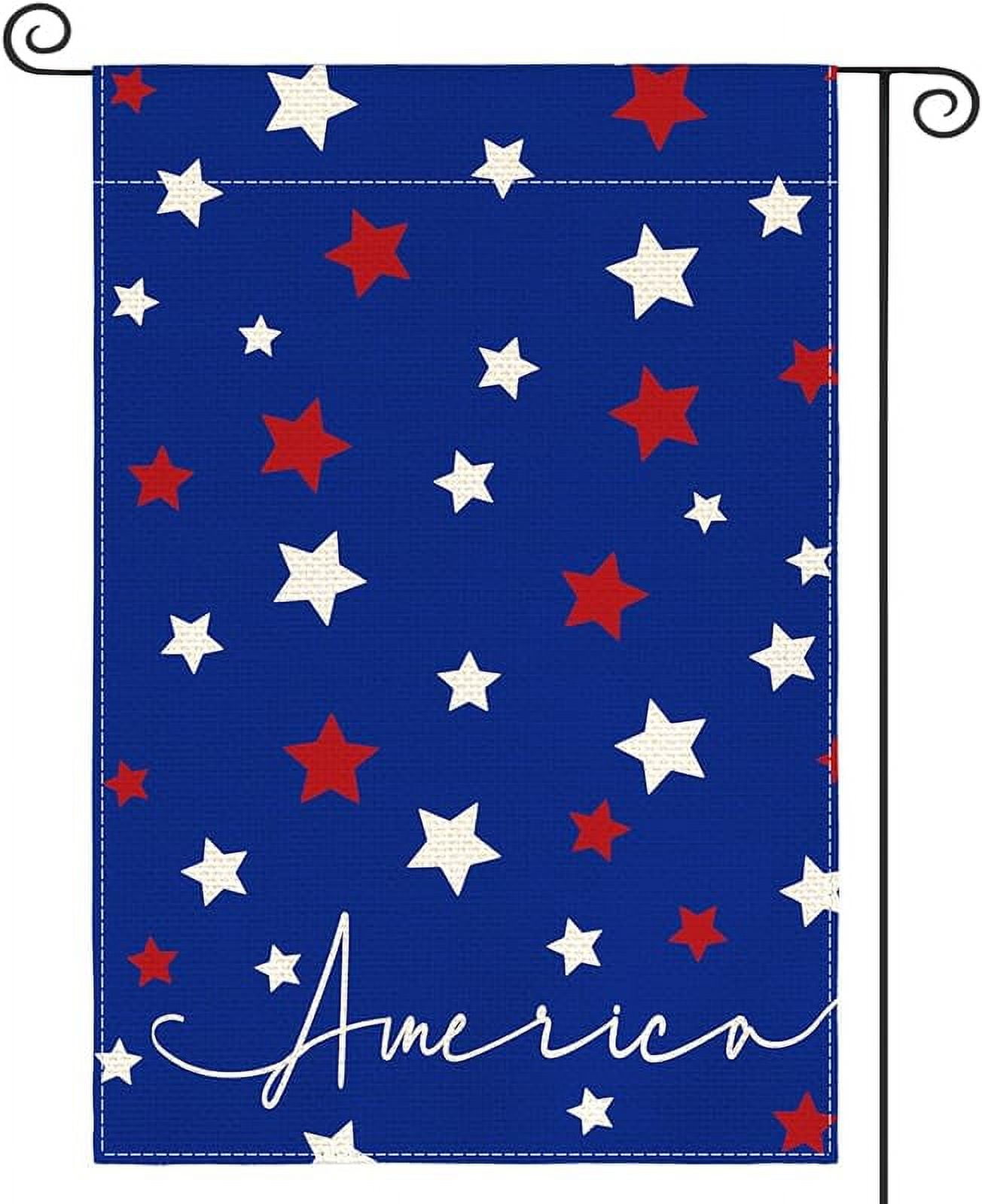4th of July America Blue Garden Flag 12x18 Inch Double Sided Outside ...