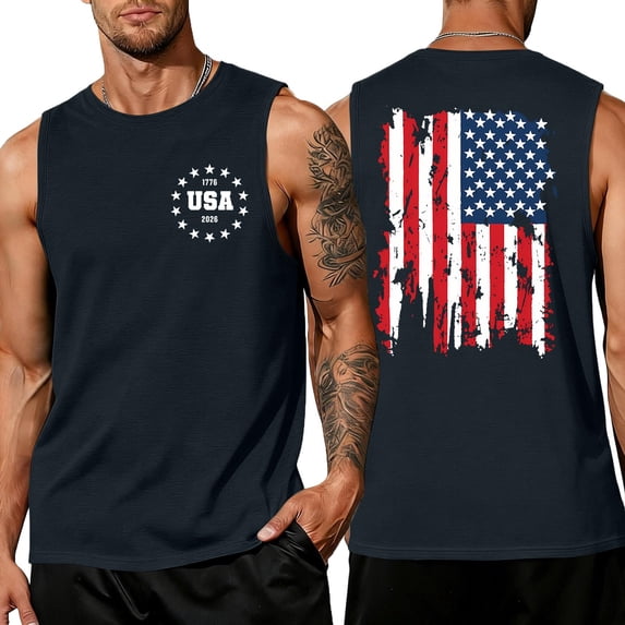 4th of July American Flag Patriotic Tank Top Shirts Mens Muscle ...