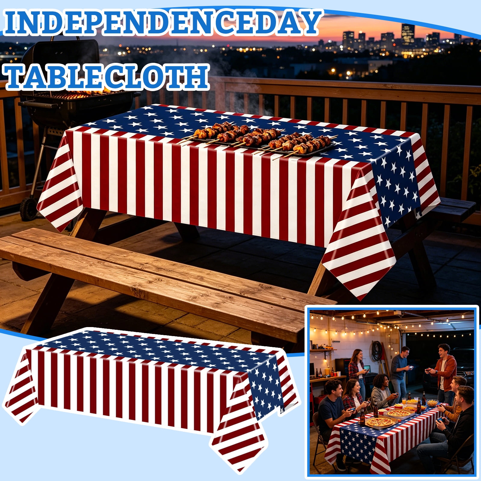 4th of July American Independence Day Tablecloth | Party Decor Red ...
