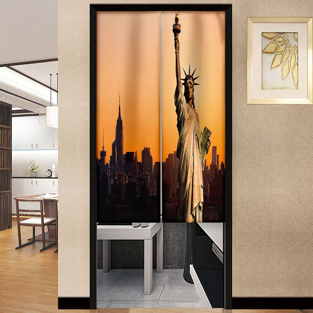 4th of July American Patriotic Door Curtains Statue of Liberty with Red ...