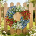 4th of July Artificial Red White Blue Flower Wreath - Patriotic Wreath ...
