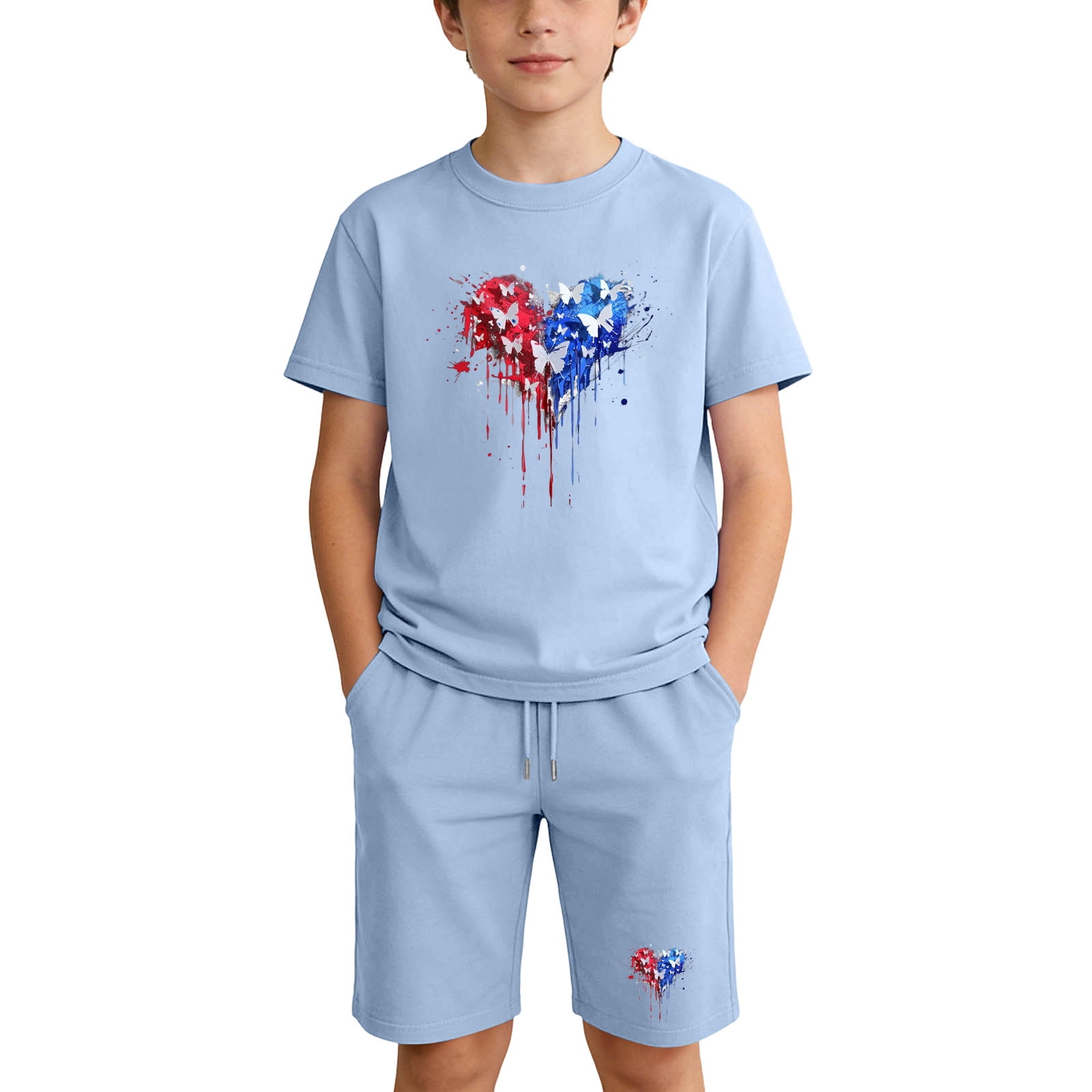 4th of July Baby Boy Outfit Short Sleeve Letter T-Shirt Top and Solid ...