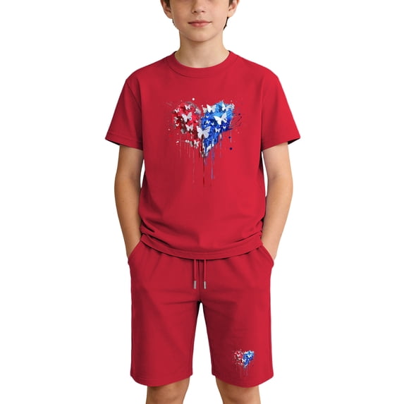 4th of July Baby Boy Outfit Short Sleeve Letter T-Shirt Top and Solid ...