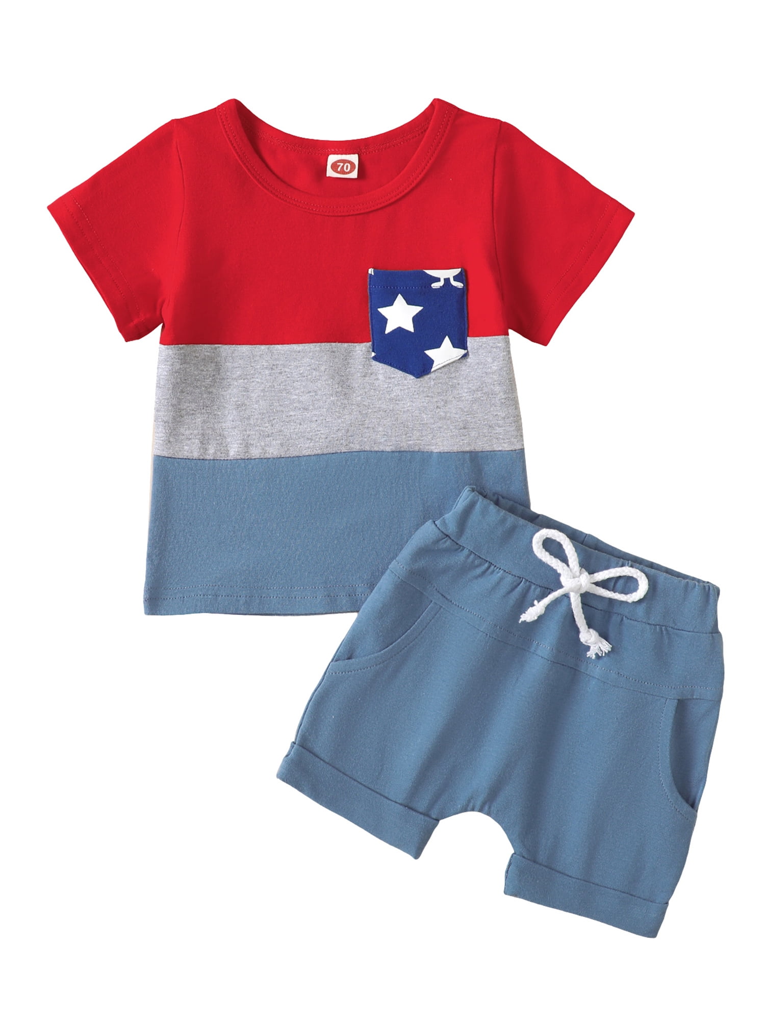 4th of July Baby Boys Outfits Captain America Short Sleeve T-shirt and ...