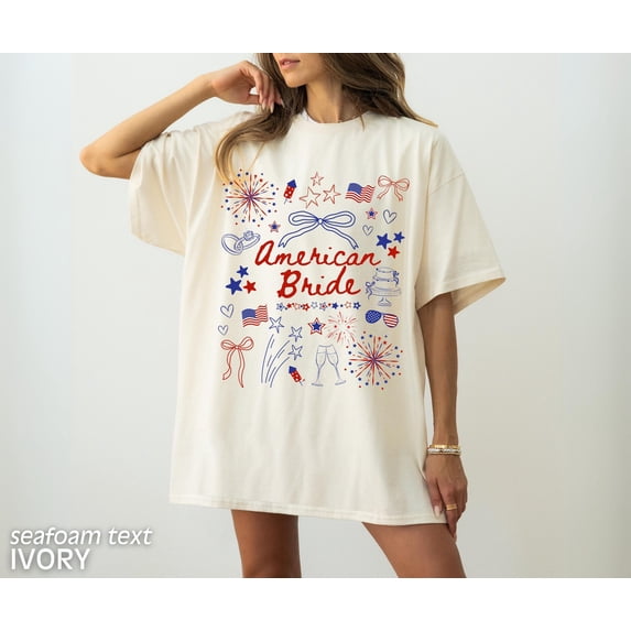 4th of July Bachelorette Party Shirts, American Bride, Coquette Bow ...