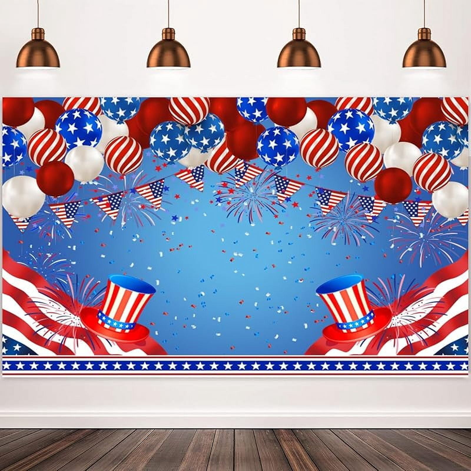 4th of July Backdrop Independence Day Backdrop America Flag Balloon ...