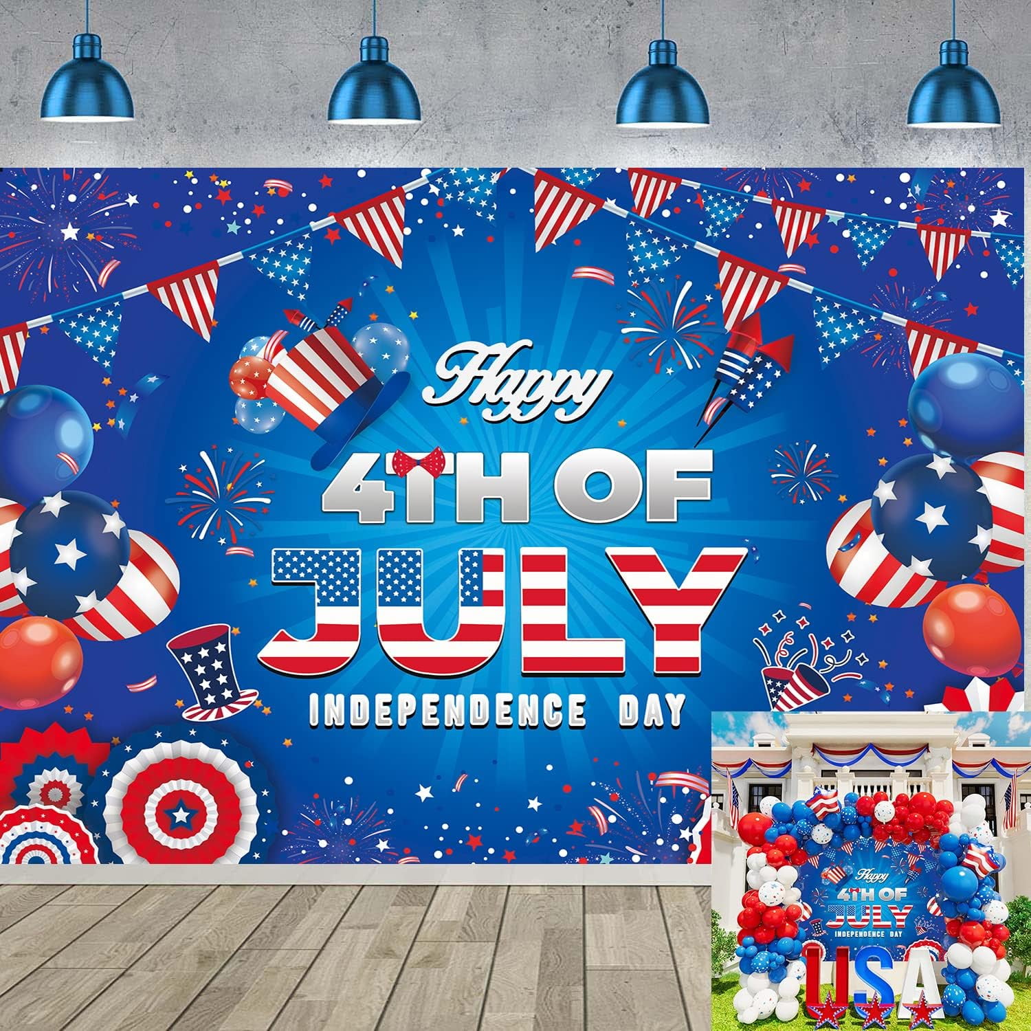 4th of July Backdrop-Independence Day Background Banner Statue of ...