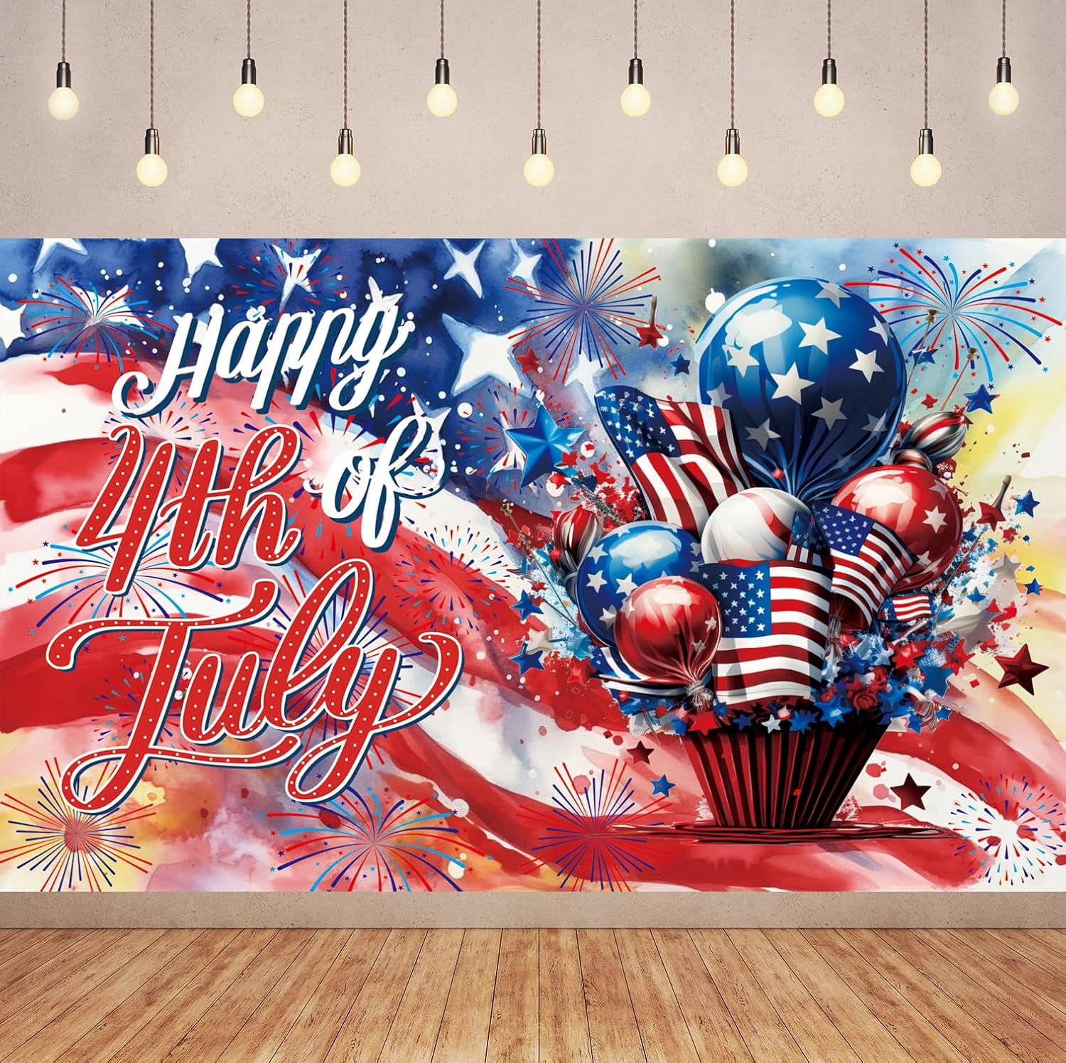 4th of July Backdrop for Independence Day Banner Party Decorations,Blue ...