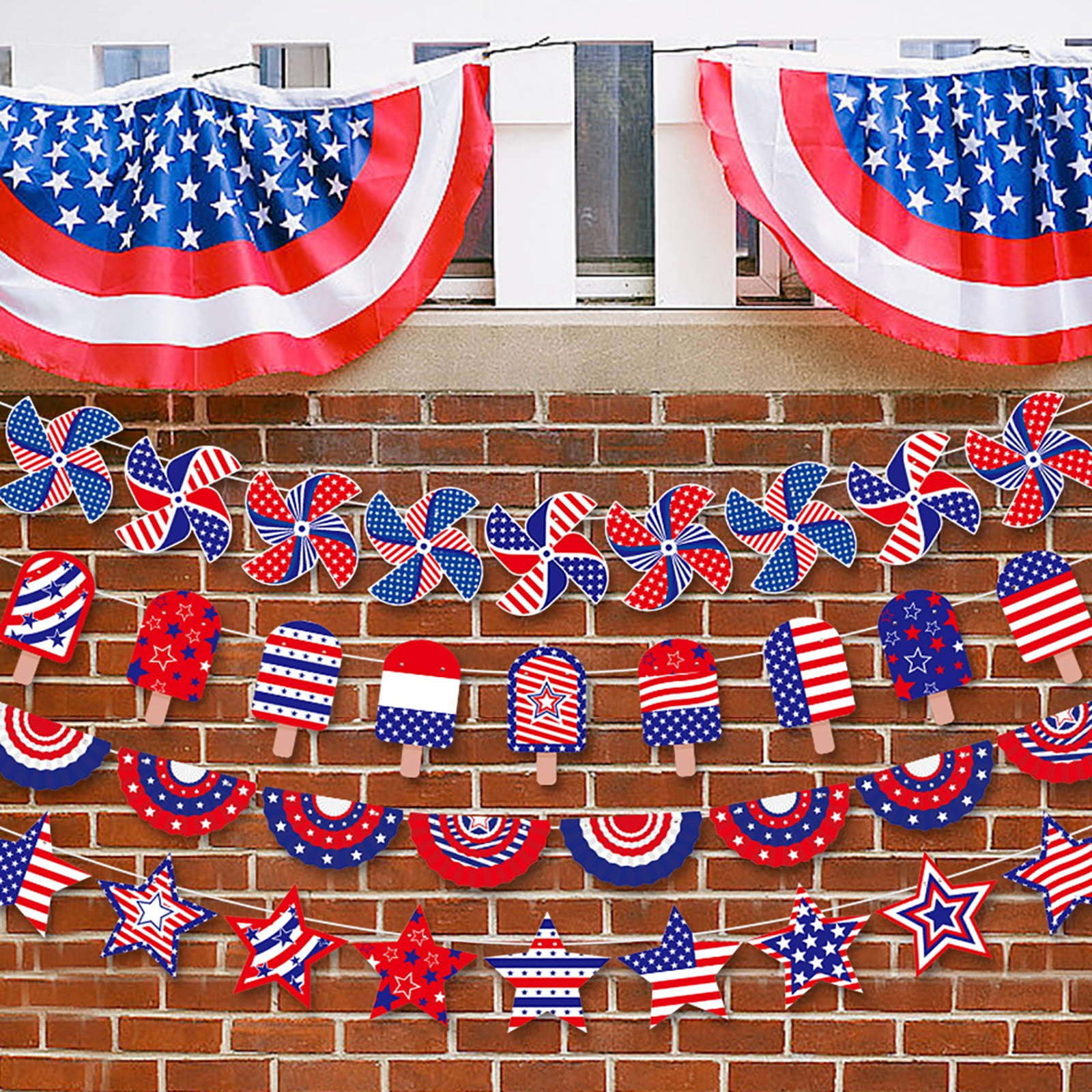 4th of July Banner,DIY Required Paper Independence Day Decorations ...