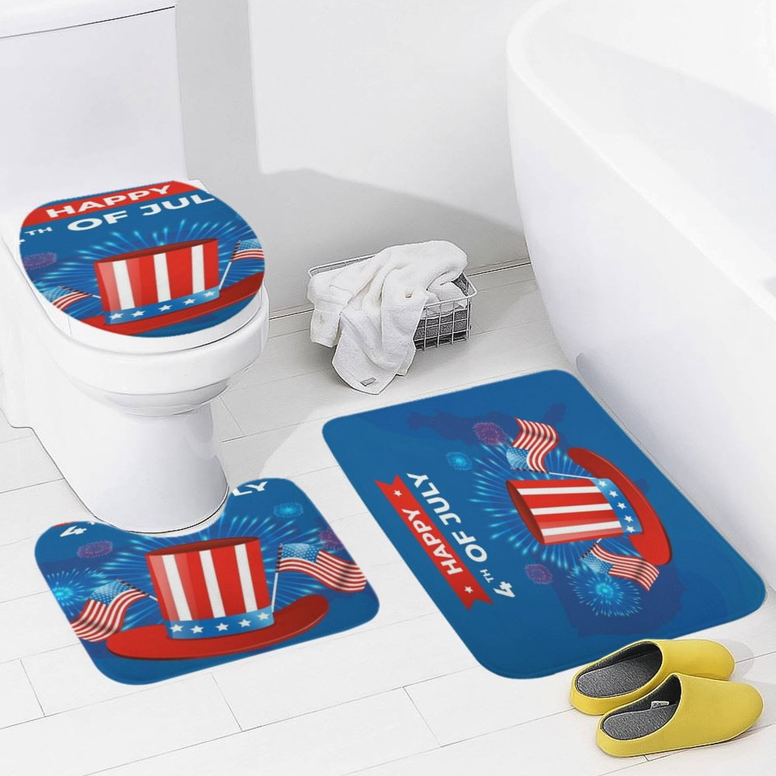 4th of July Bathroom Mats Set 3-piece Bath Mats , Floor Rug Decorations ...
