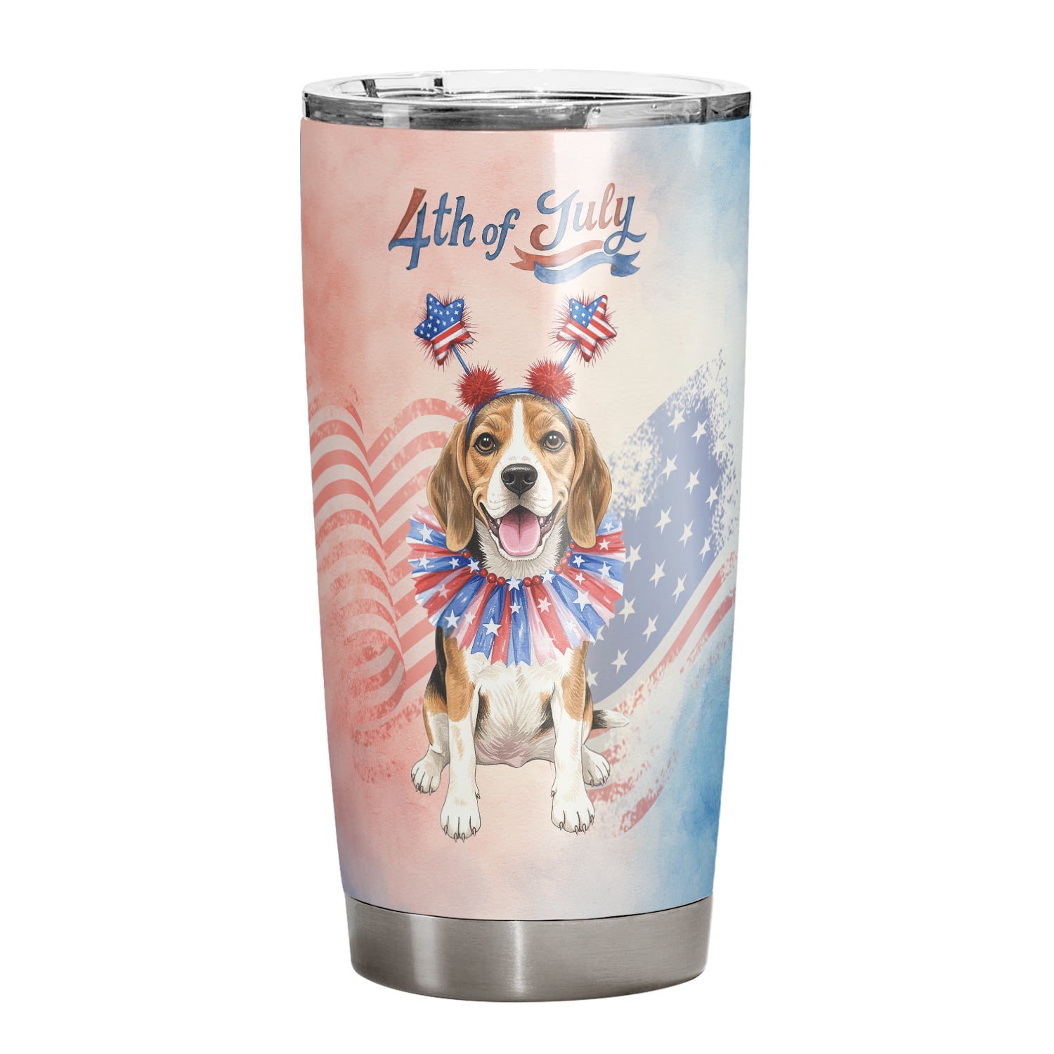 4th of July Beagle Celebrates Independence Day 20oz Stainless Steel ...