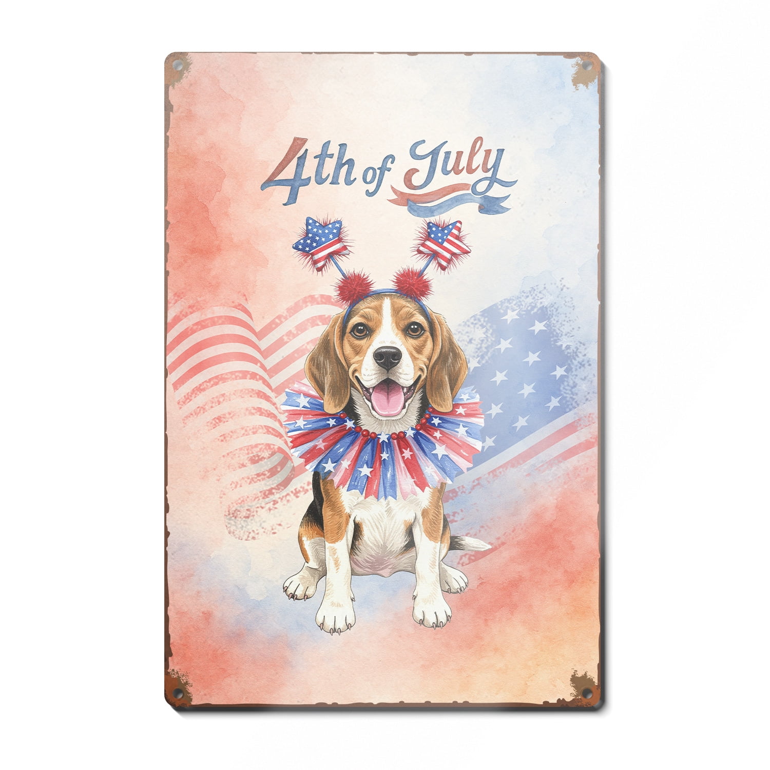 4th of July Beagle Celebrates Independence Day Vertical Metal Aluminum ...