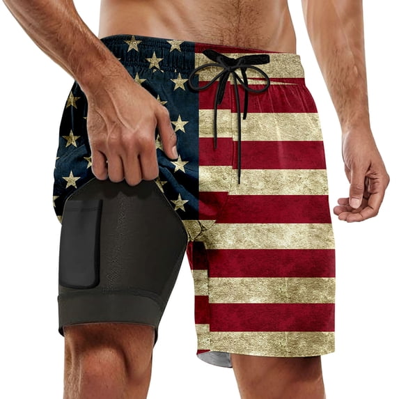 4th of July Board Shorts for Men's Independence Day Patriotic Graphic ...