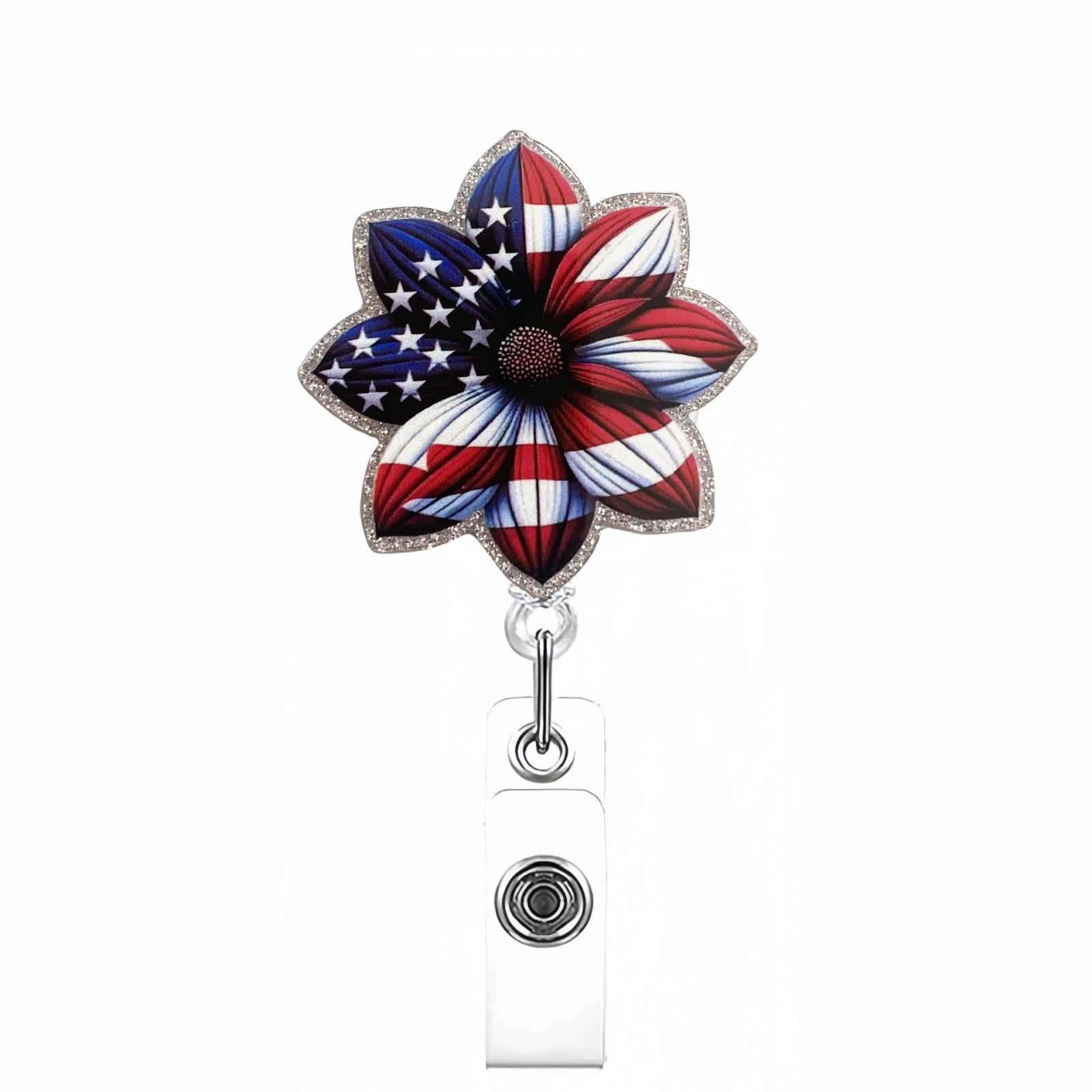 4th of July Bow Badge Holder - Retractable Nurse Badge Reel with USA ...