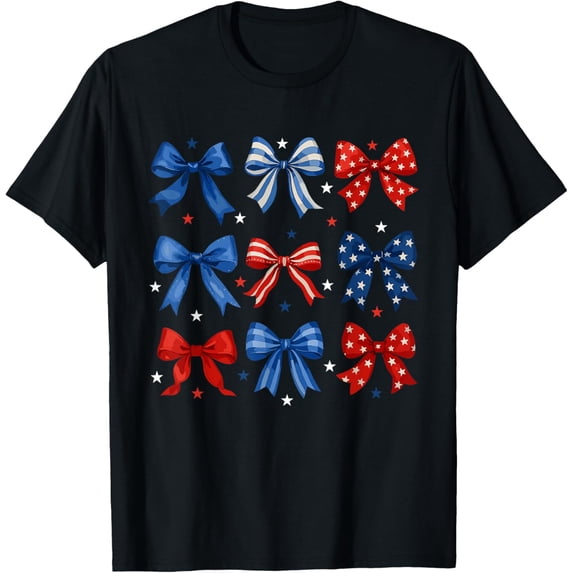 4th of July Bow for Cute USA Flag Red White Blue T-Shirt Unisex S-5XL ...