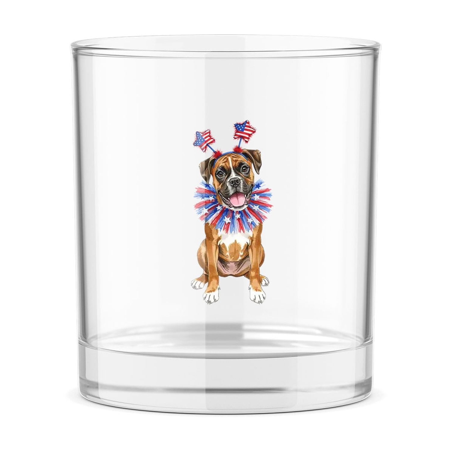 4th of July Boxer Celebrates Independence Day 11oz Whiskey Glass Mug ...