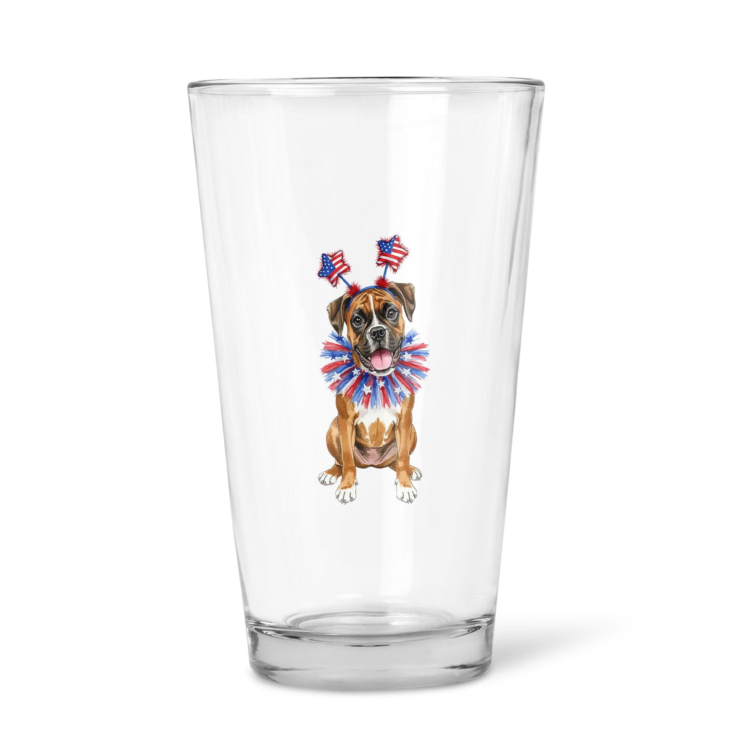 4th of July Boxer Celebrates Independence Day 16oz Pint Beer Glass Mug ...
