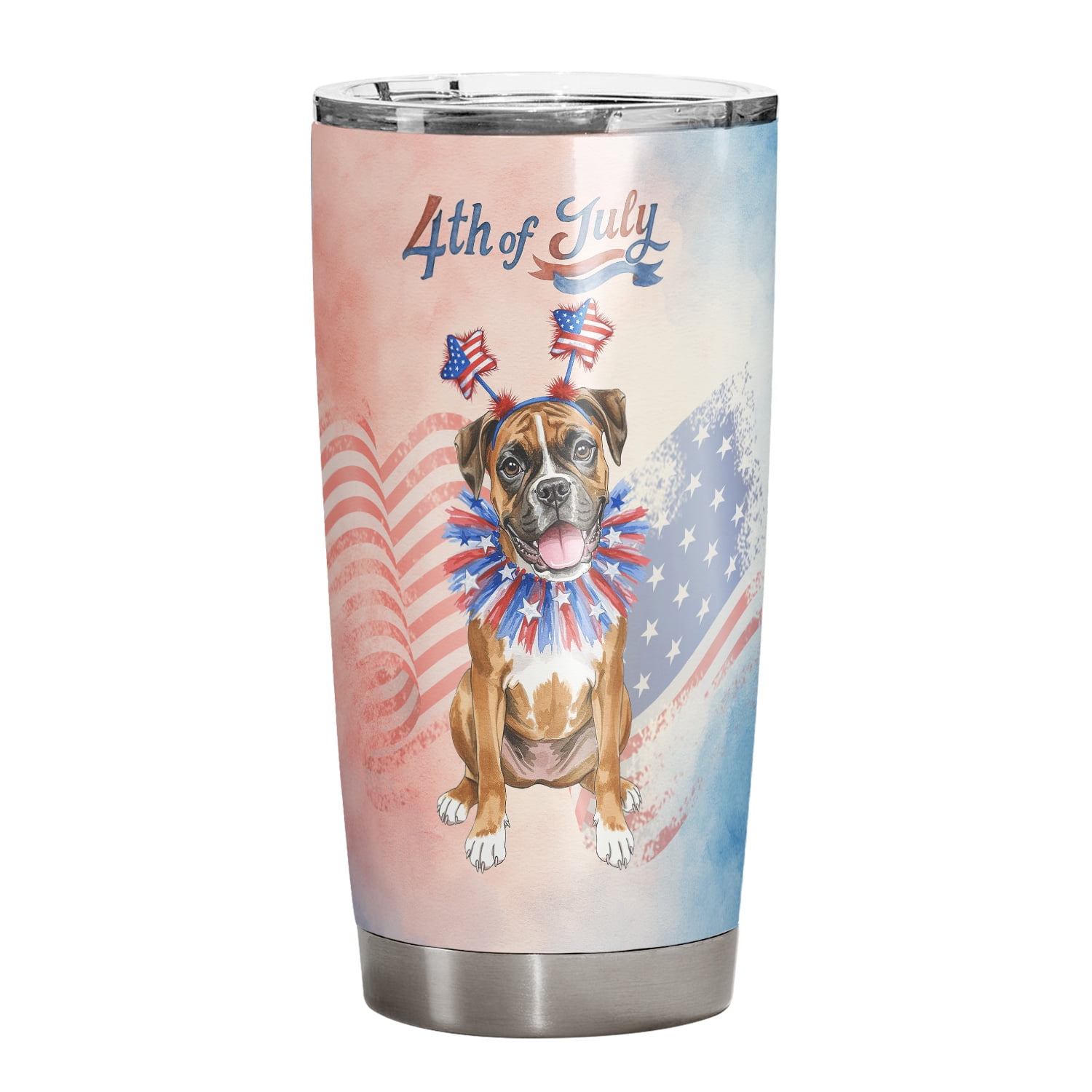 4th of July Boxer Celebrates Independence Day 20oz Stainless Steel ...