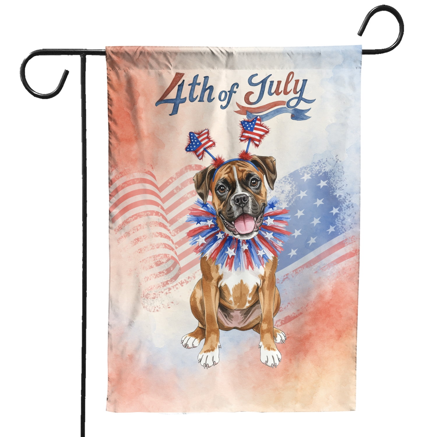 4th of July Boxer Celebrates Independence Day Garden Flag 12x18in ...