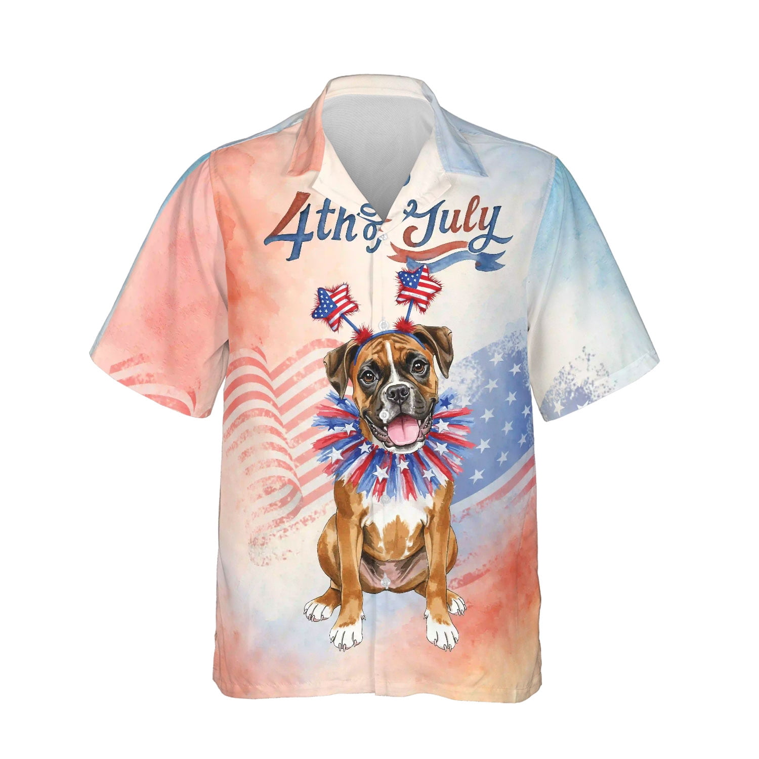 4th of July Boxer Celebrates Independence Day Hawaiian Shirt Breathable ...