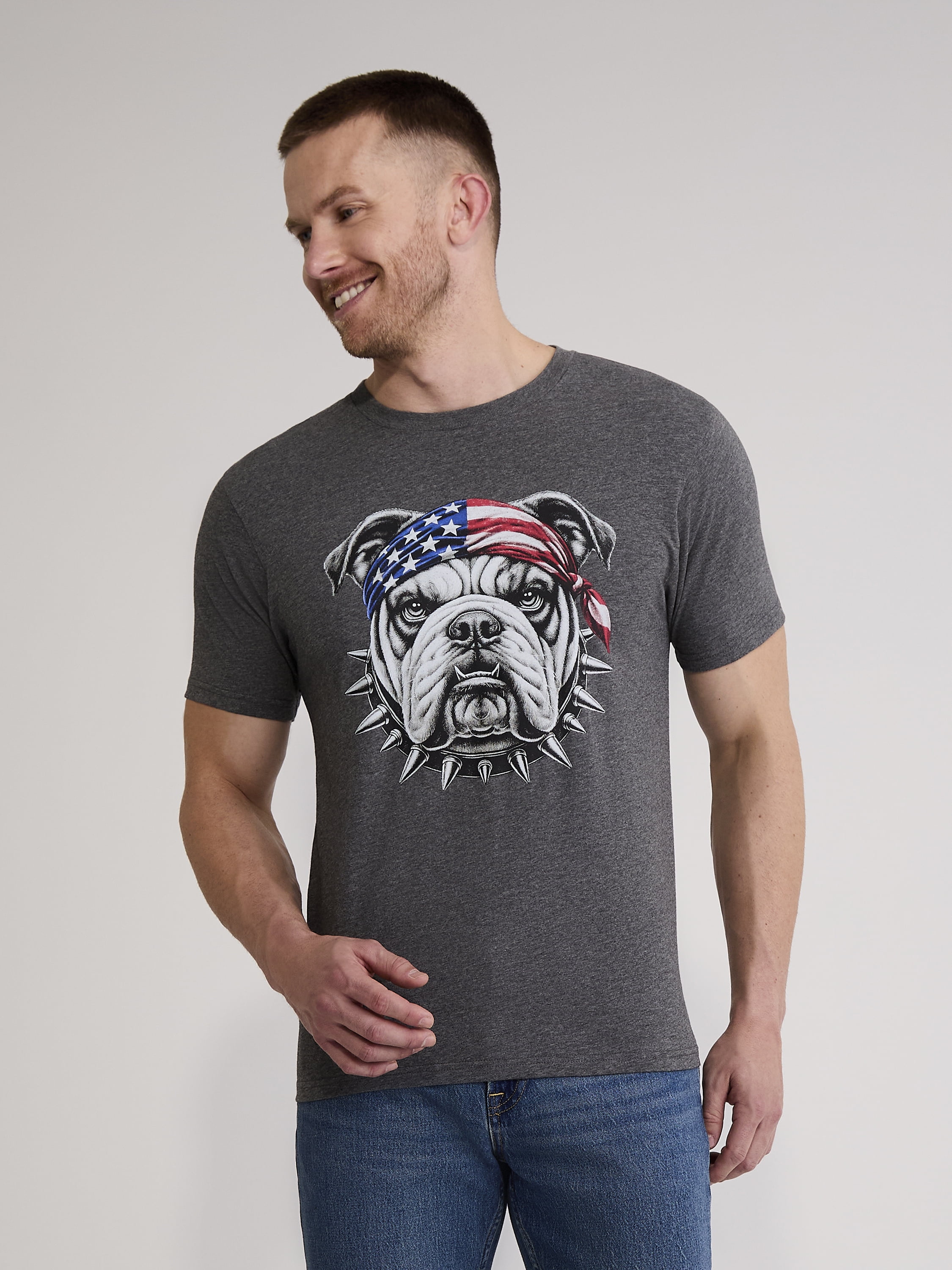 4th of July Bulldog Bandana Men’s and Big Men's Graphic Tee by Way to ...