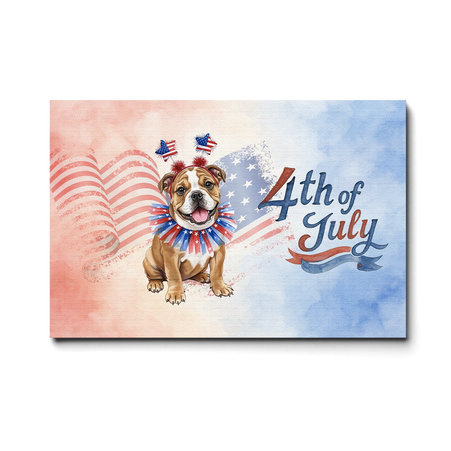 4th of July Bulldog Celebrates Independence Day Horizontal Matte Canvas ...