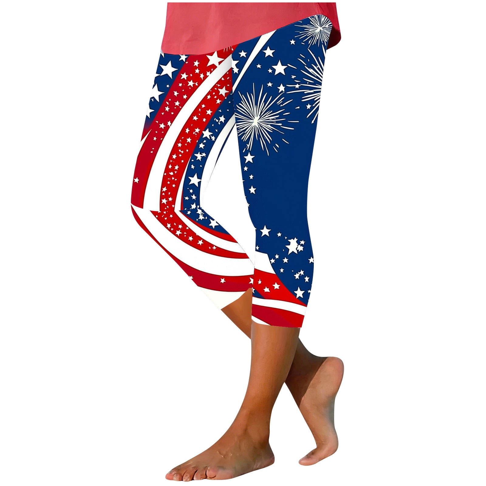 4th of July Capri Leggings for Women American Flag High Waisted Capris ...