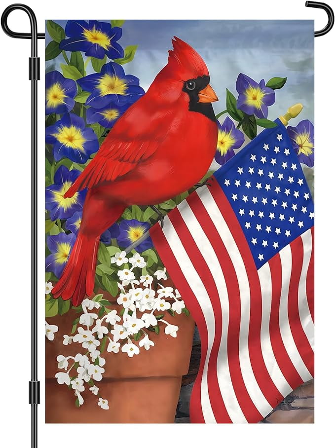 4th of July Cardinal Patriotic Garden Flag 12X18 Inch Double Sided ...