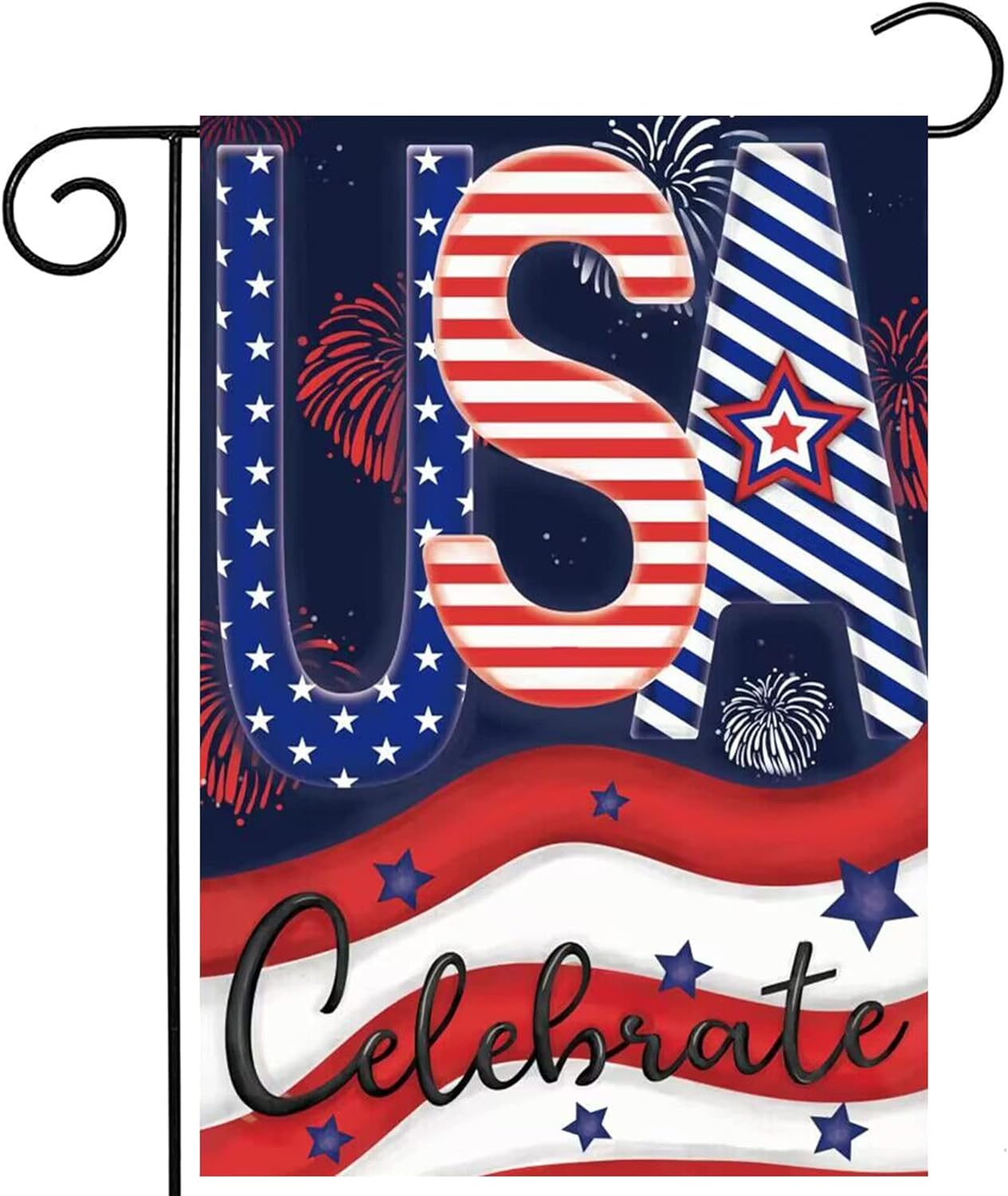 4th of July Celebrate USA Patriotic Garden Flag Double Sided Memorial ...