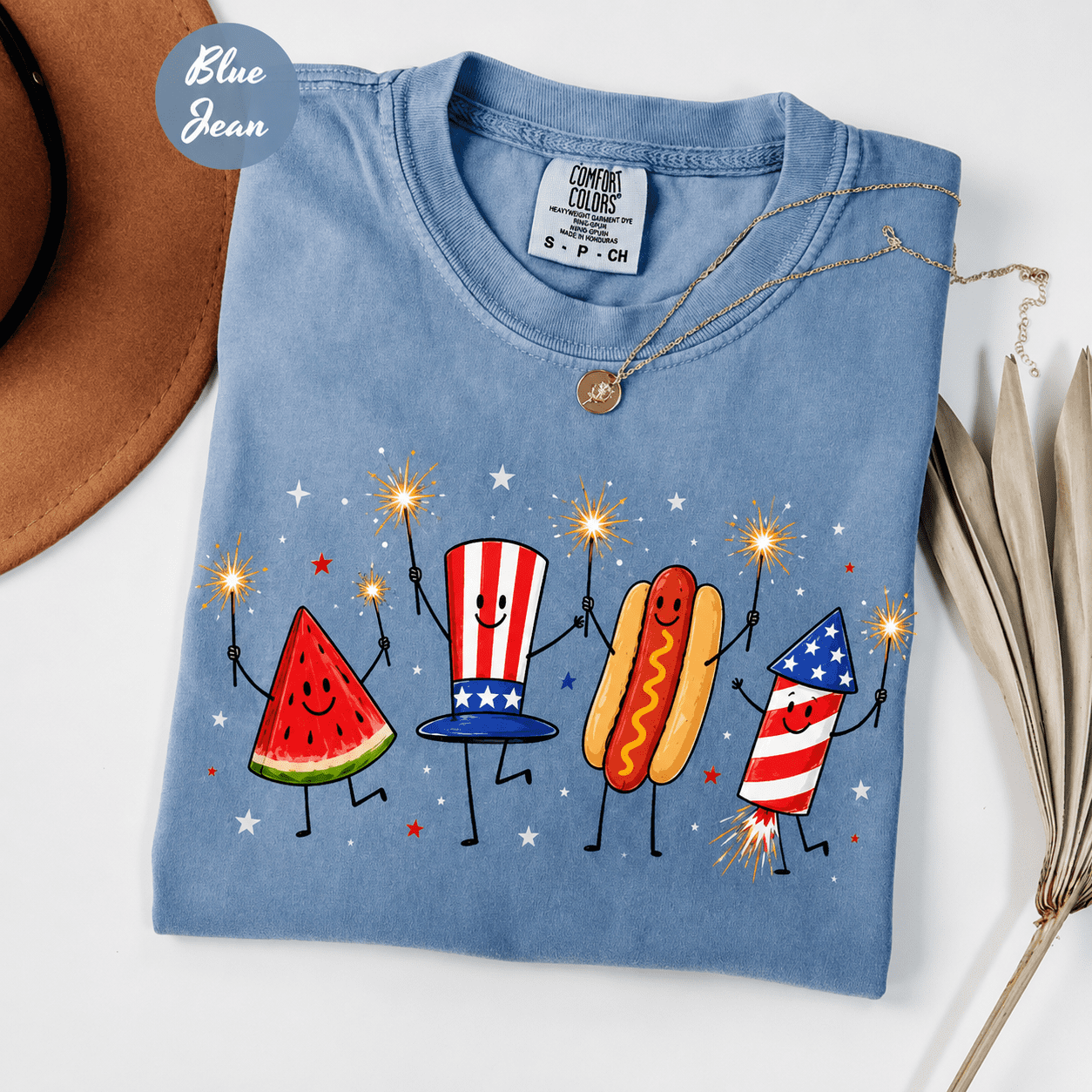 4th of July Comfort Colors Shirt, Cute Patriotic Food Graphic Tee ...