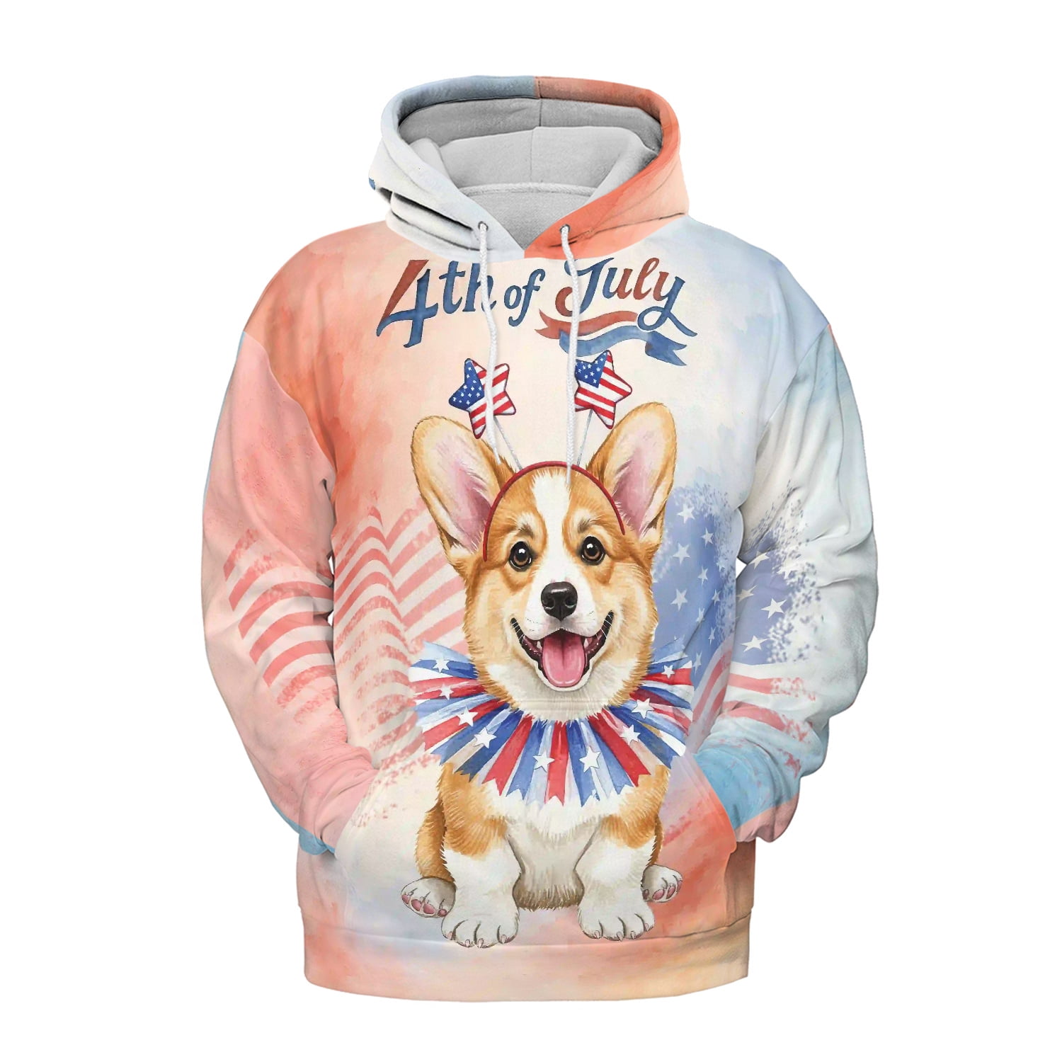 4th of July Corgi Celebrates Independence Day All Over Print 3D Hoodie ...