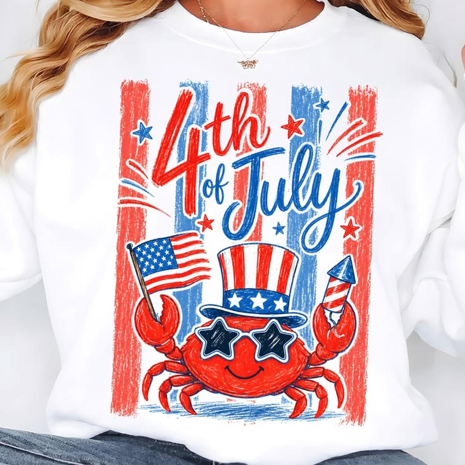 4th of July Crab Patriotic Beach CraB1 Sublimation Cute Independence ...