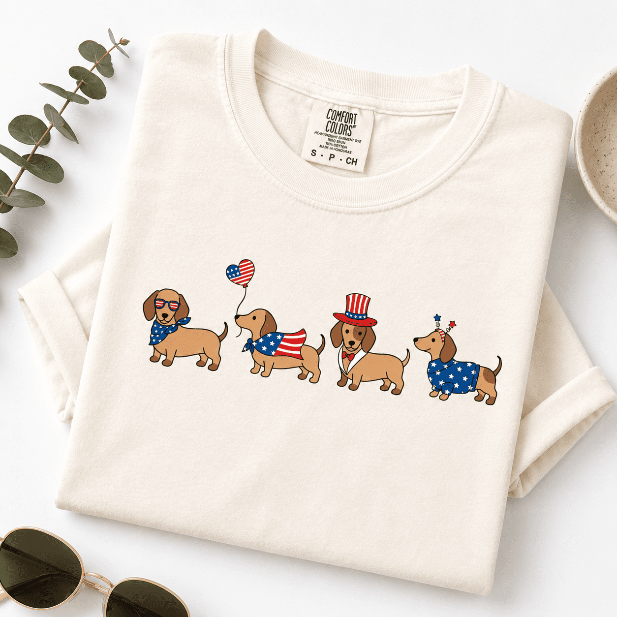 4th of July Dachshund Comfort Colors Shirt, Cute Weiner Dog Parade Tee ...
